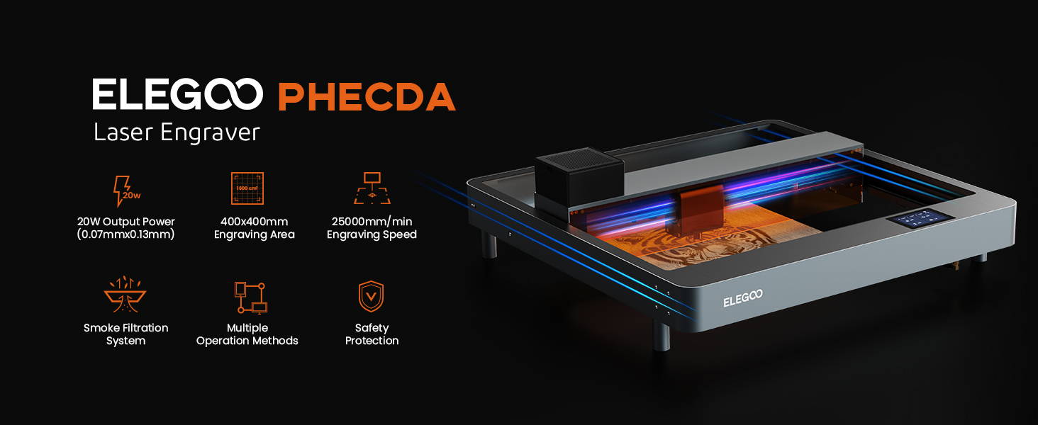 ELEGOO Phecda Laser Engraver & Cutter 20W Package 1 Basic | Robodo